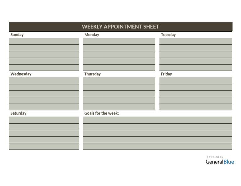 Colorful Weekly Appointment Sheet Template | PDF