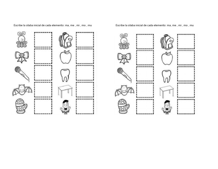 Escribe La Silaba Inicial de Cada Elemento | PDF