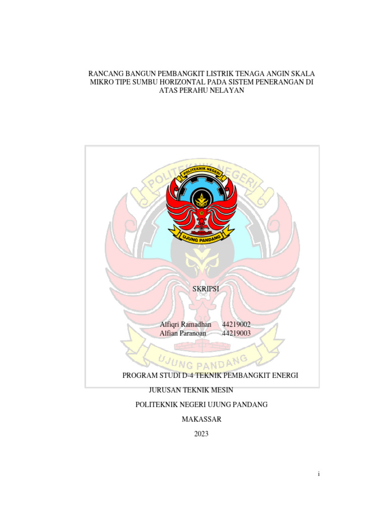 Pembangkit Listrik Angin Mikro untuk Perahu | PDF