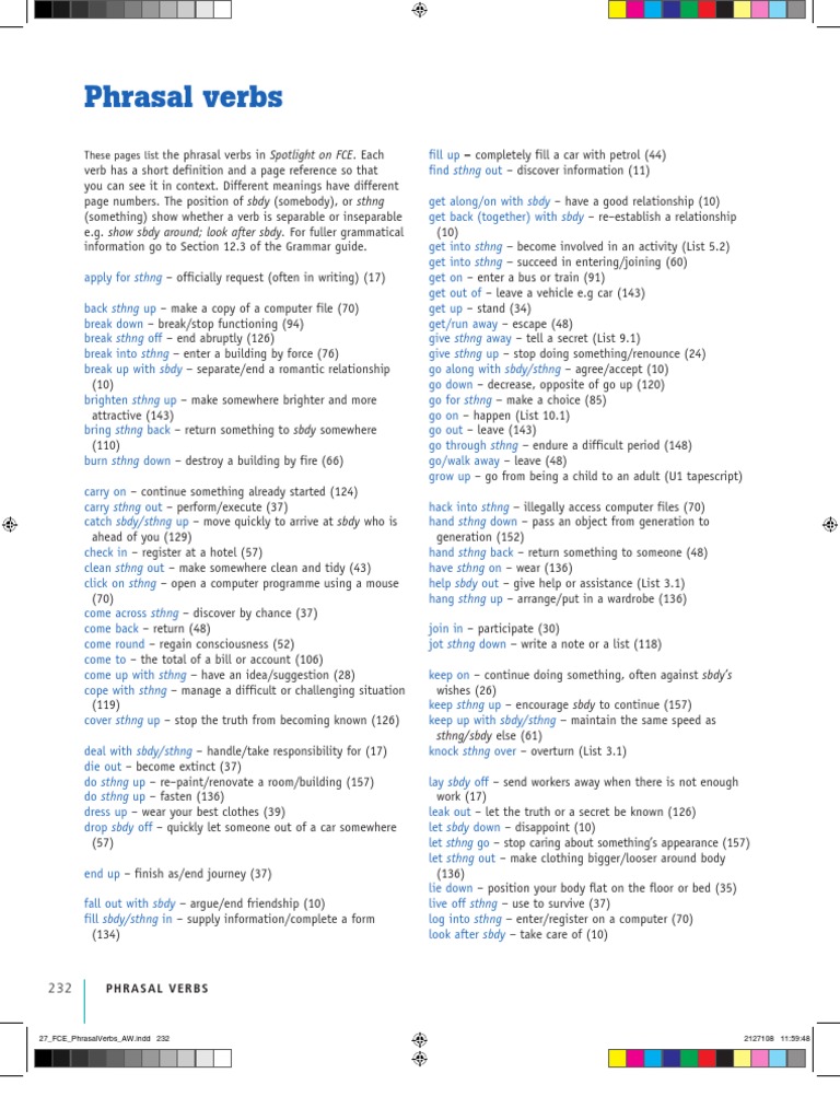 FCE Phrasal Verbspdf | PDF