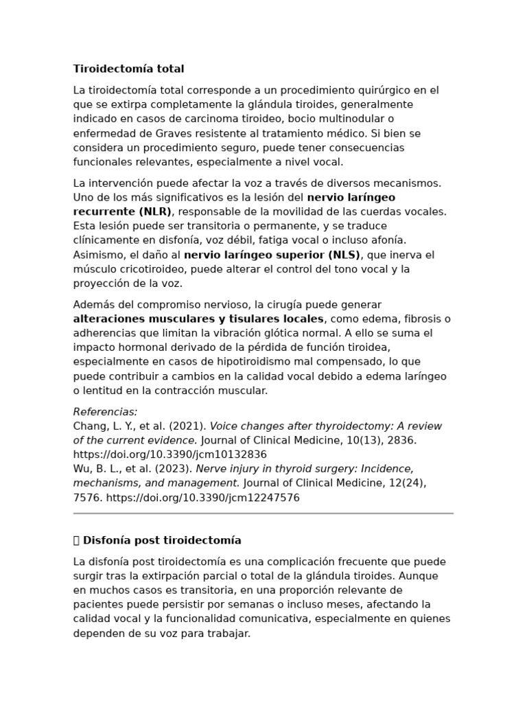 Tiroidectomía Total | PDF | Tiroides | Especialidades Medicas