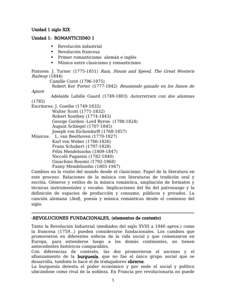 Unidad 1 Siglo XIX | PDF