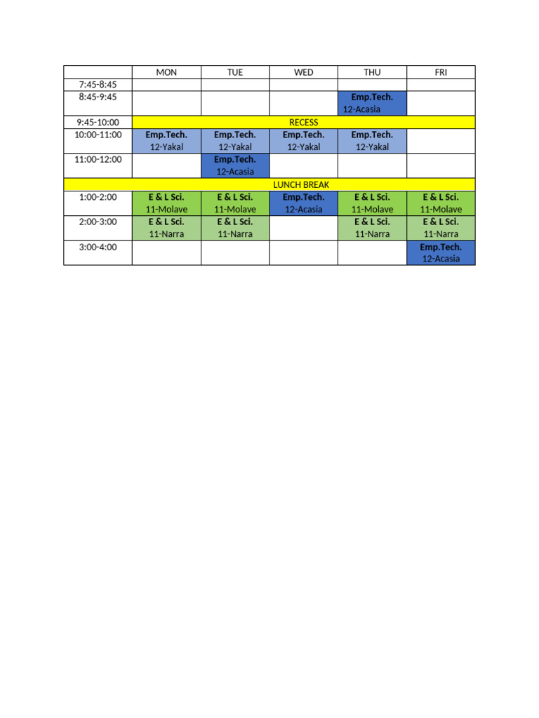 SCHEDULE Temporary | PDF