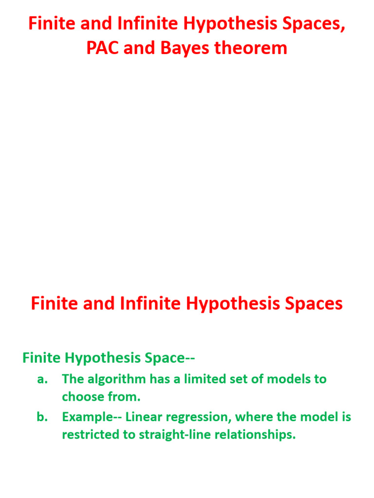 Finite and Infinite Hypothesis Spaces - PAC and Bayes Theorem | PDF