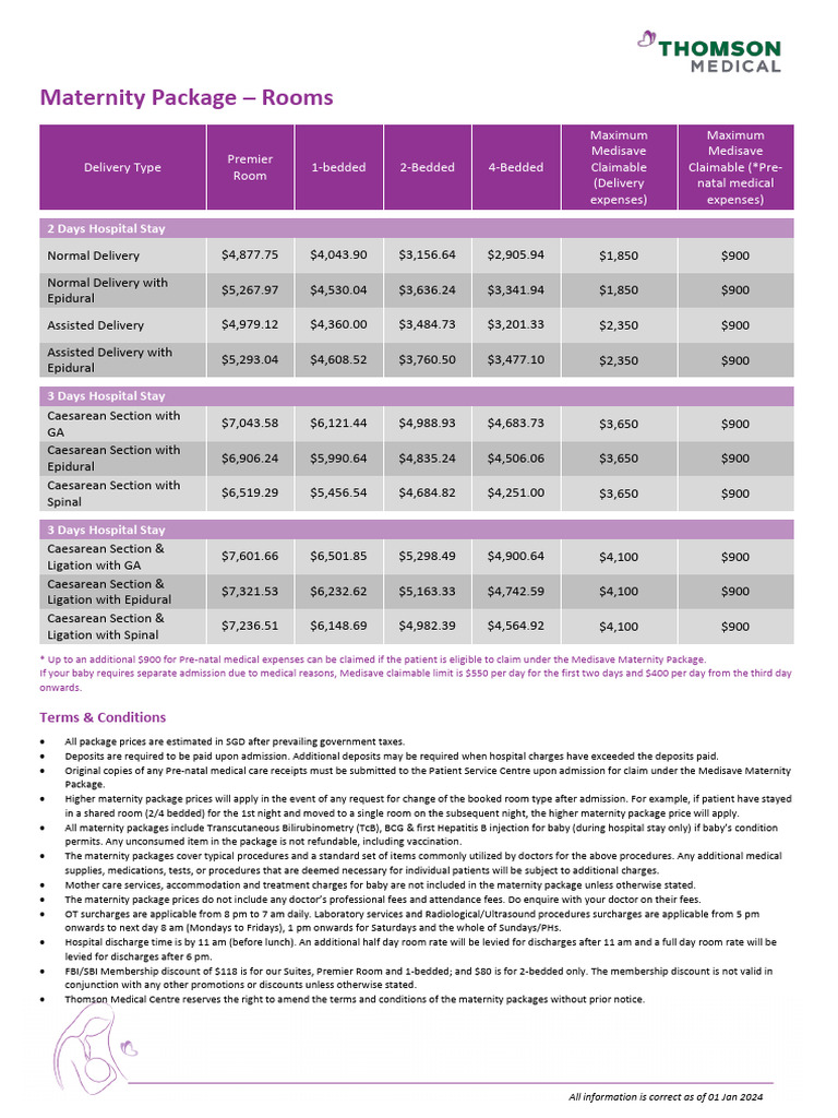 Thomson Medical Maternity Package 2023 | PDF | Childbirth | Caesarean ...