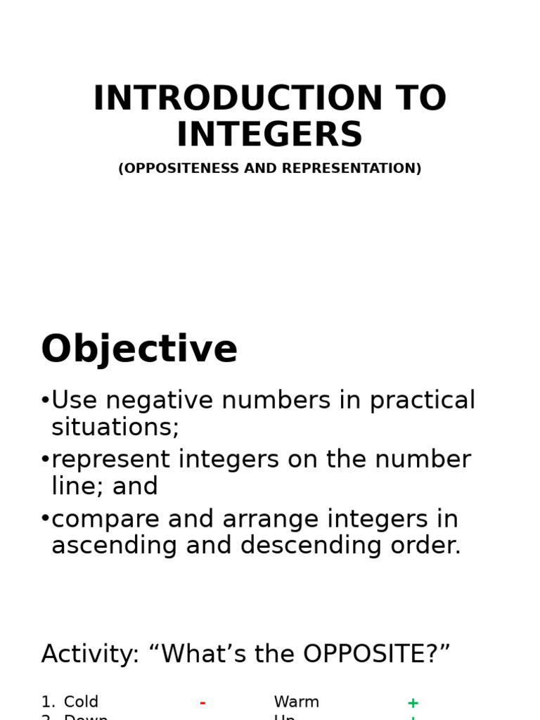 Introduction To Integers | PDF