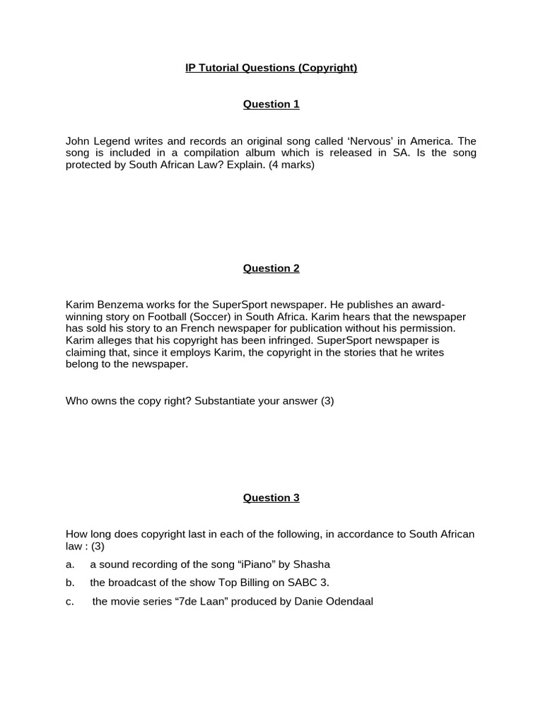 Intellectual Property Questions | PDF
