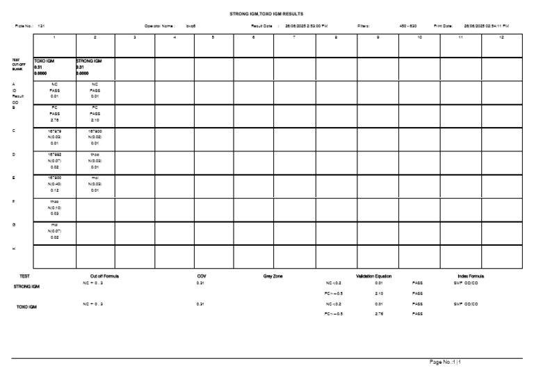 Strong TOXO IGM Test Results Summary | PDF