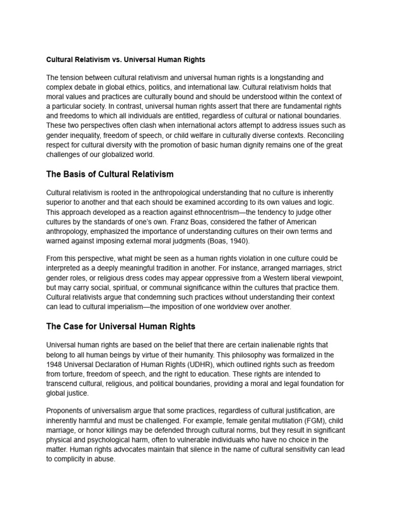 Cultural Relativism vs. Universal Human Rights | PDF | Human Rights ...