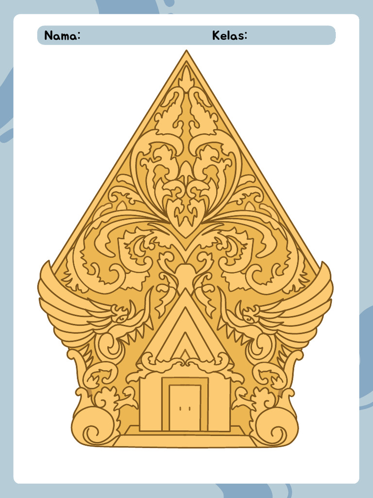 Mewarnai Gunungan Wayang Lembar Kerja Biru Ilustratif | PDF