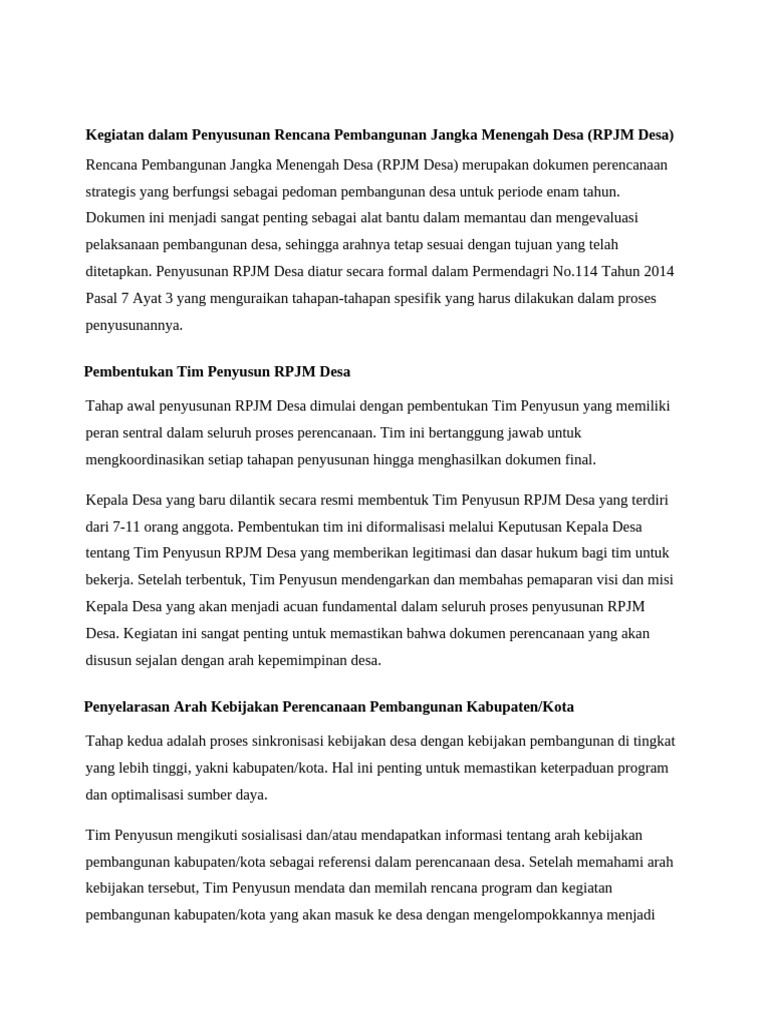 Tahapan Penyusunan RPJM Desa Efektif | PDF