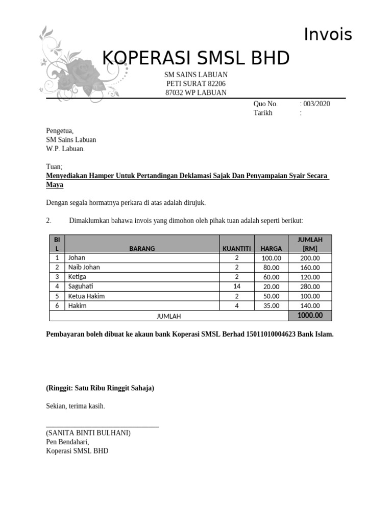 003 Invoice Hamper 2020 | PDF