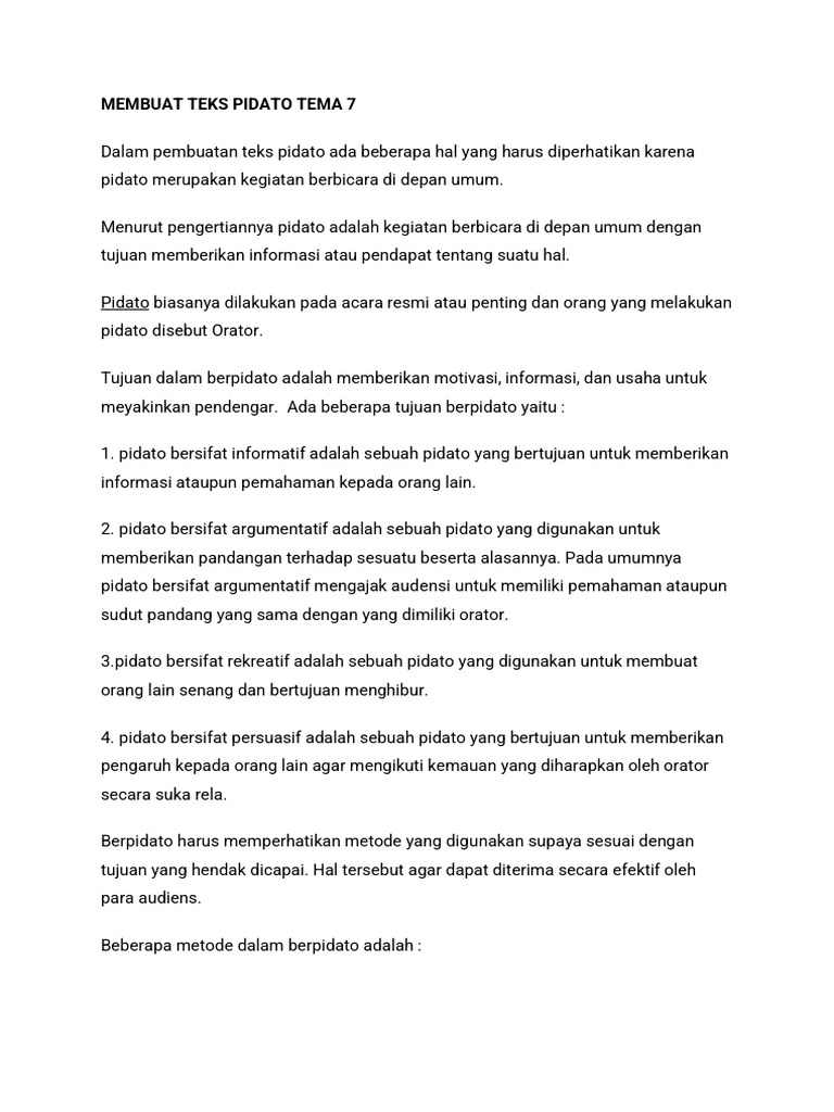 Membuat Teks Pidato Tema 7 | PDF