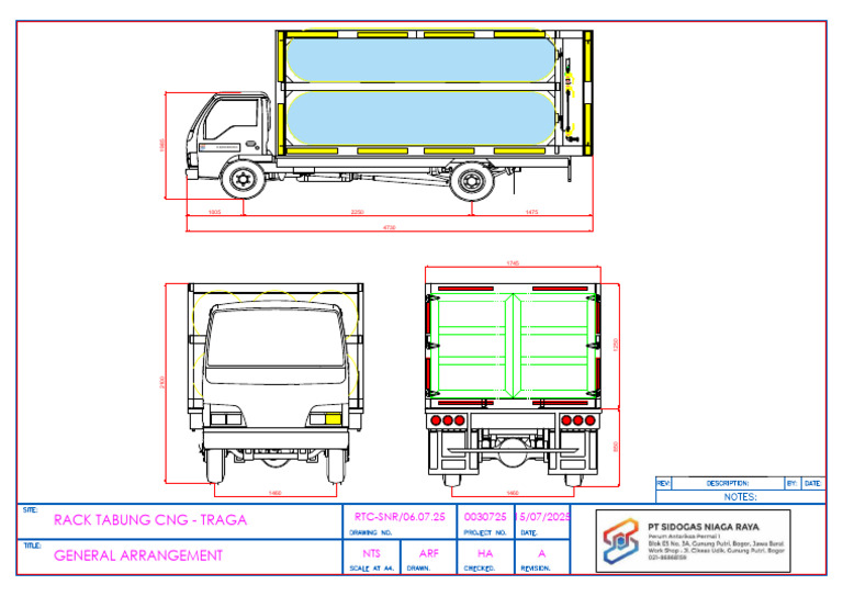Rak Tabung CNG Traga-General Arrangement | PDF