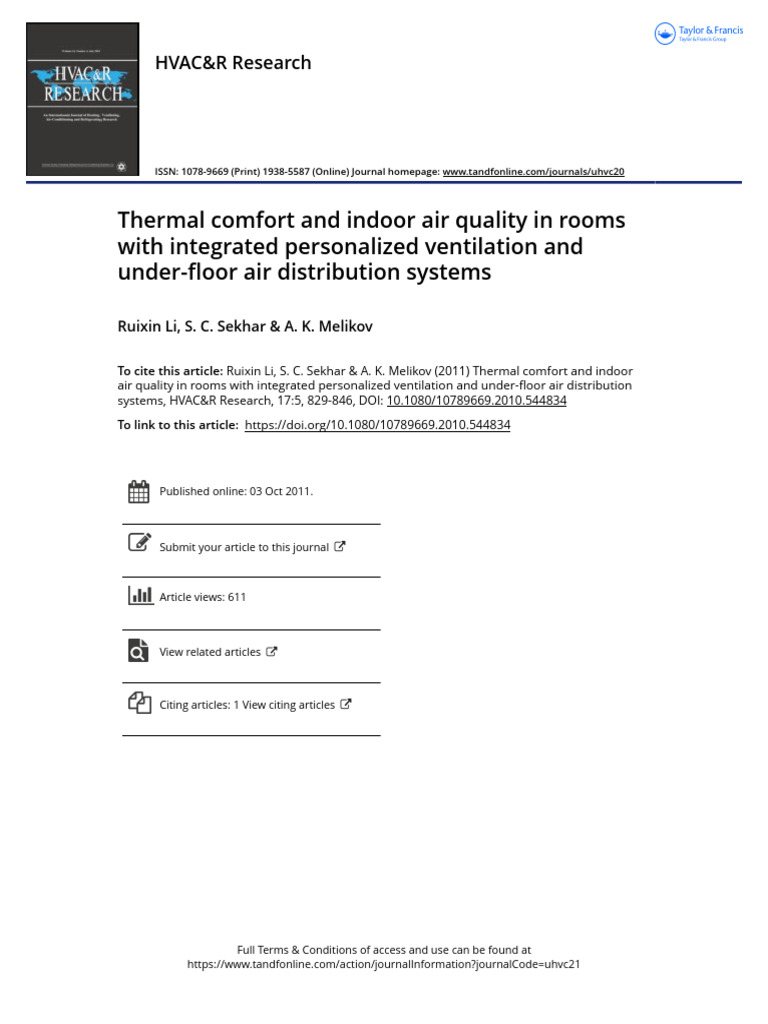 Thermal Comfort and Indoor Air Quality in Rooms With Integrated ...