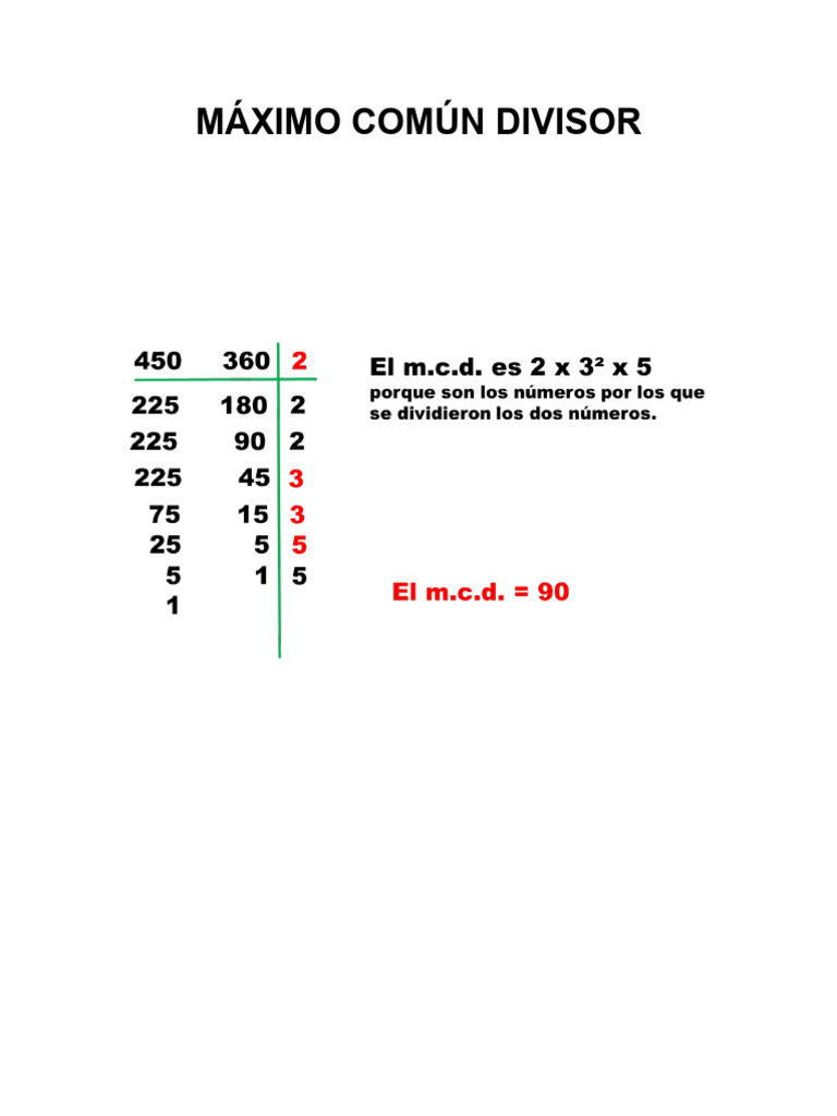 Máximo Común Divisor Quinto Grado | PDF