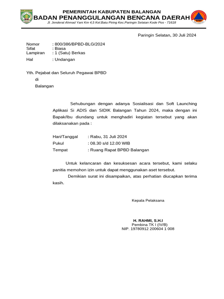 Contoh Surat Naskah Dinas | PDF