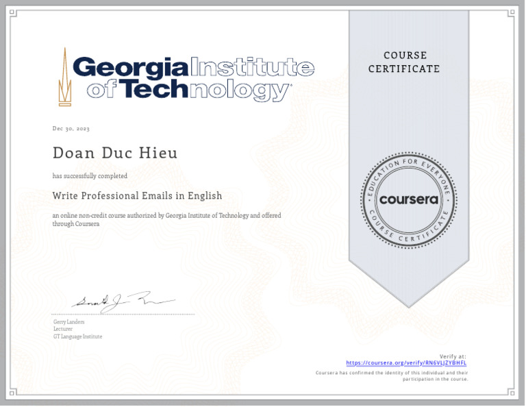 Professional Email Writing Course Completion | PDF