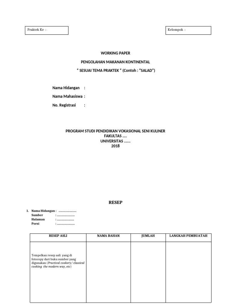 Contoh Working Paper | PDF