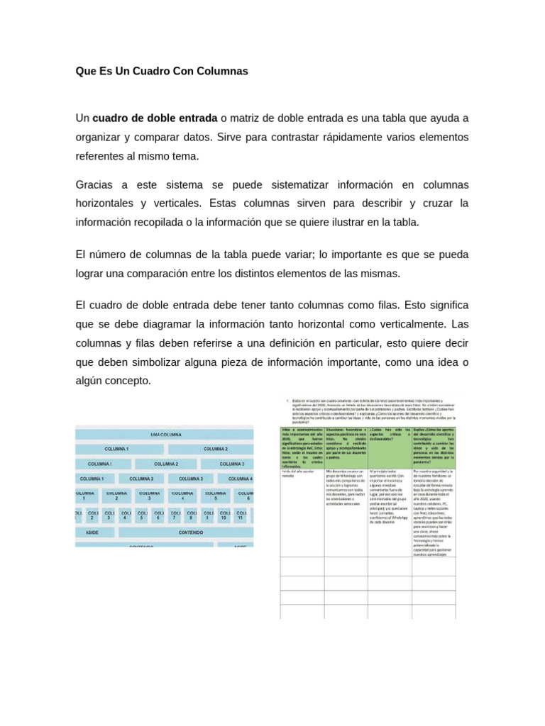 Qué es un cuadro de columnas | PDF