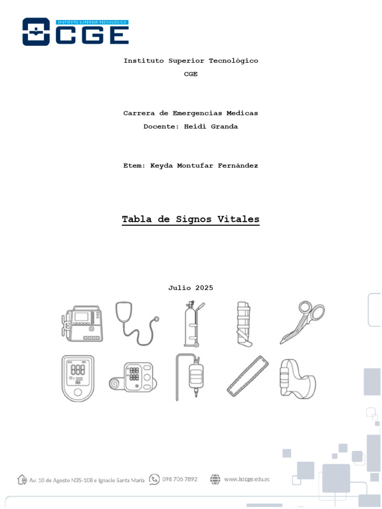Tabla de Signos Vitales 2do | PDF | Especialidades Medicas | Sistema cardiovascular