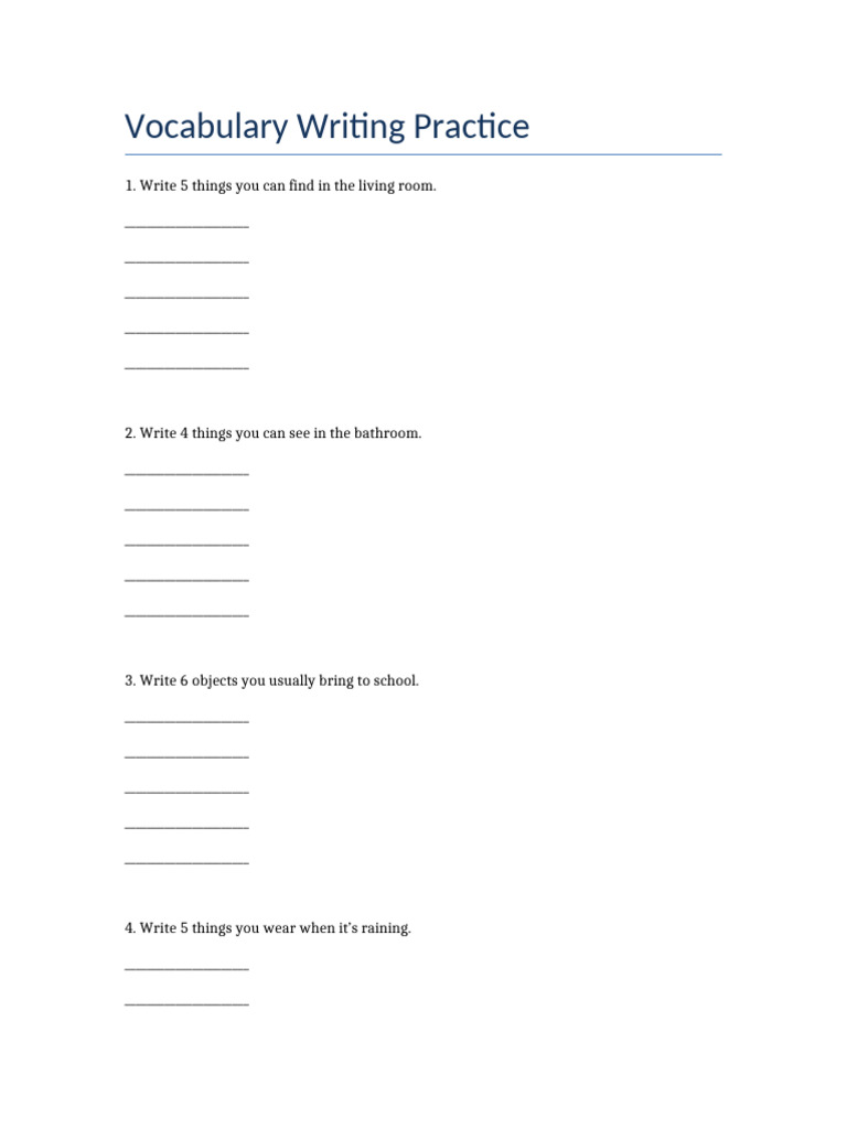 Vocabulary Writing Exercises | PDF | Chess Openings | Chess Theory