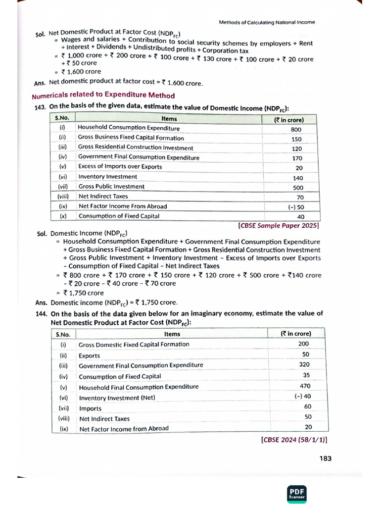 Expenditure Method Solved Sums | PDF