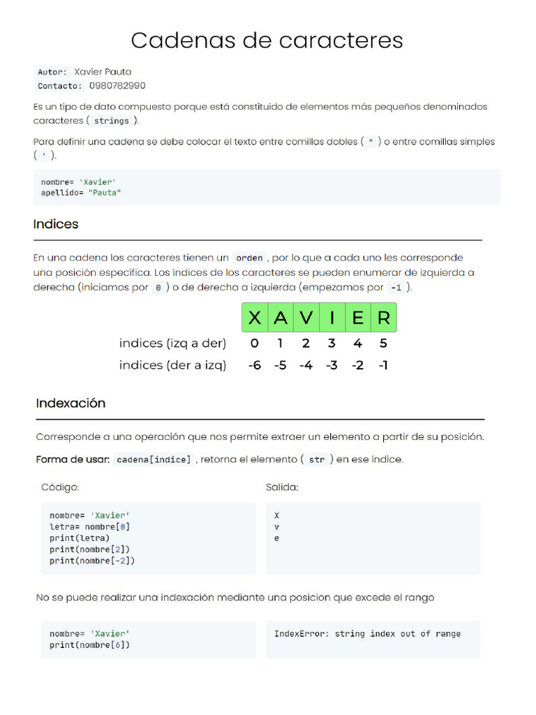 Cadenas de Caracteres | PDF