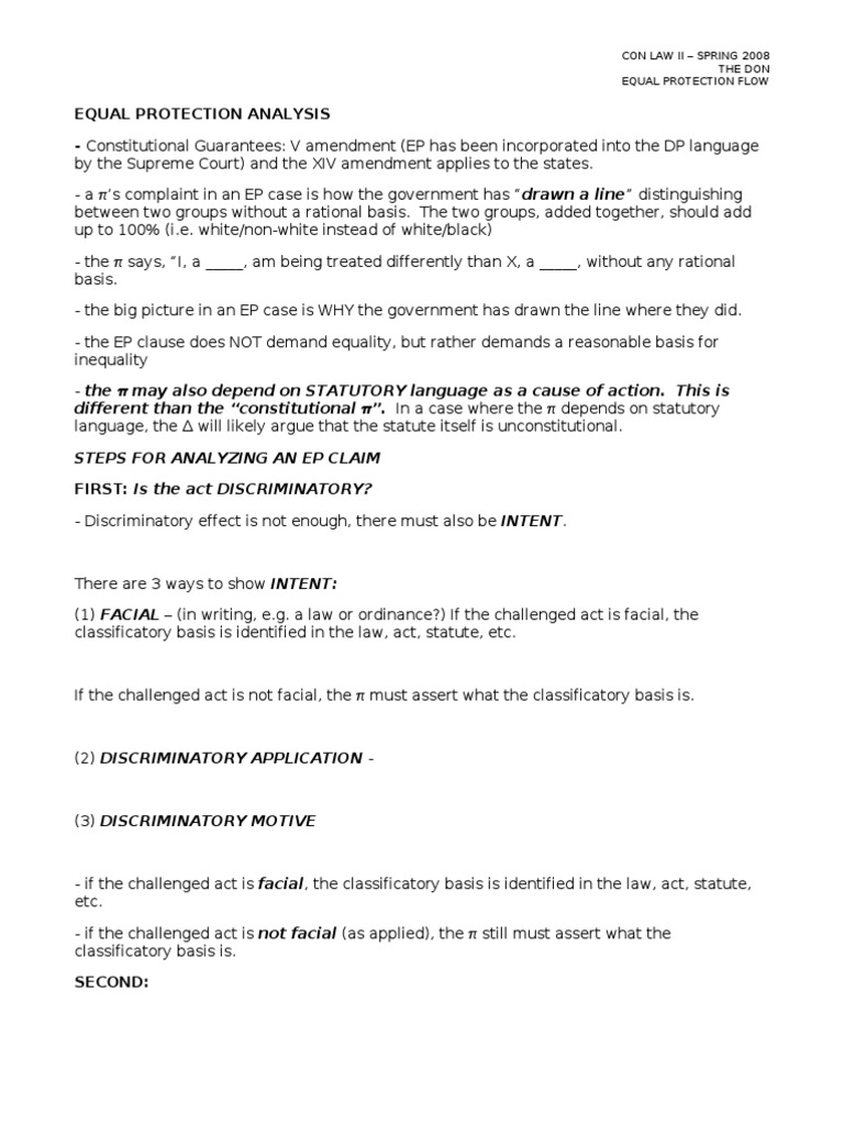 EP Flow Chart | PDF | Rational Basis Review | Equal Protection Clause