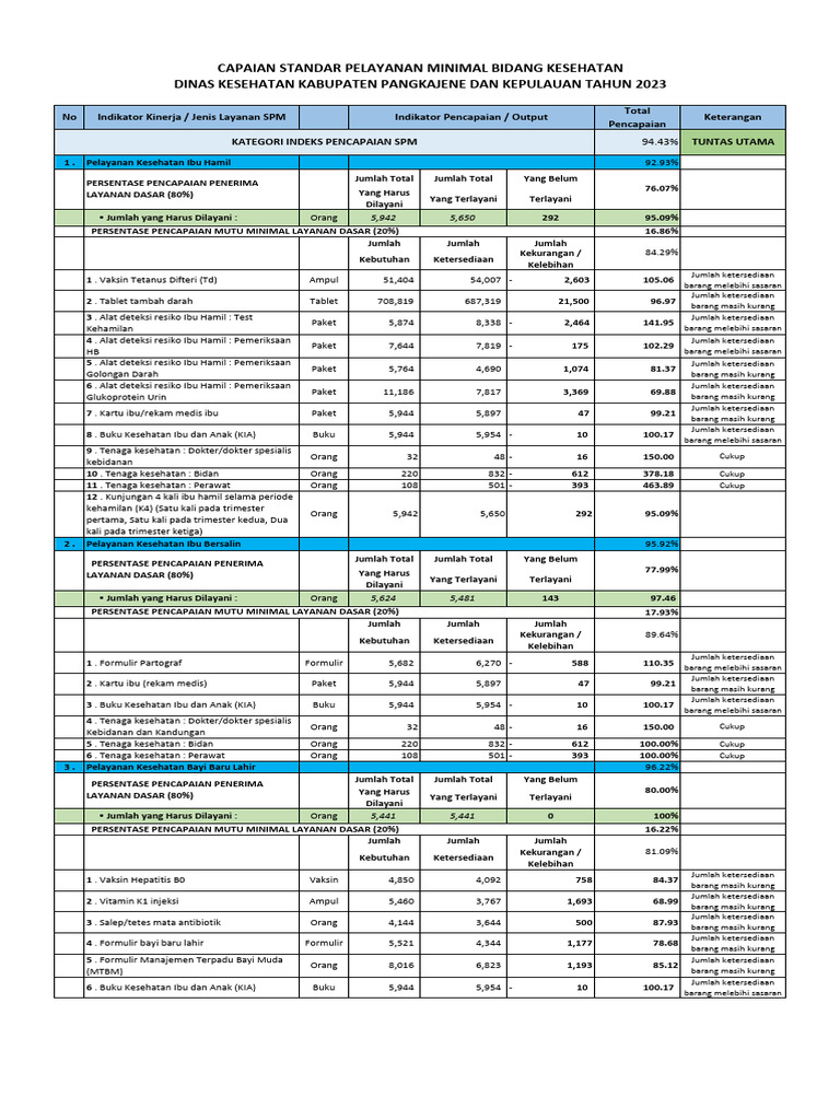 Capaian SPM Kesehatan 2023 Pangkajene | PDF