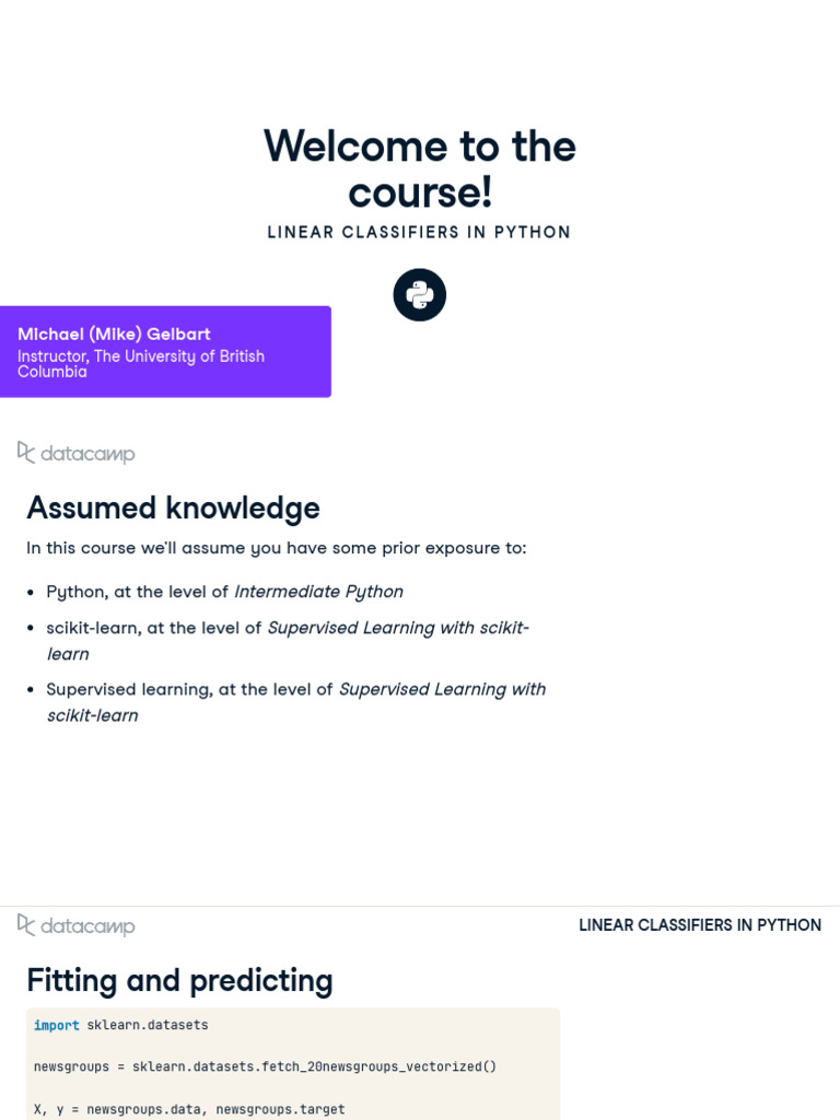 Linear Classifiers in Python - 1 | PDF | Statistical Classification | Support Vector Machine