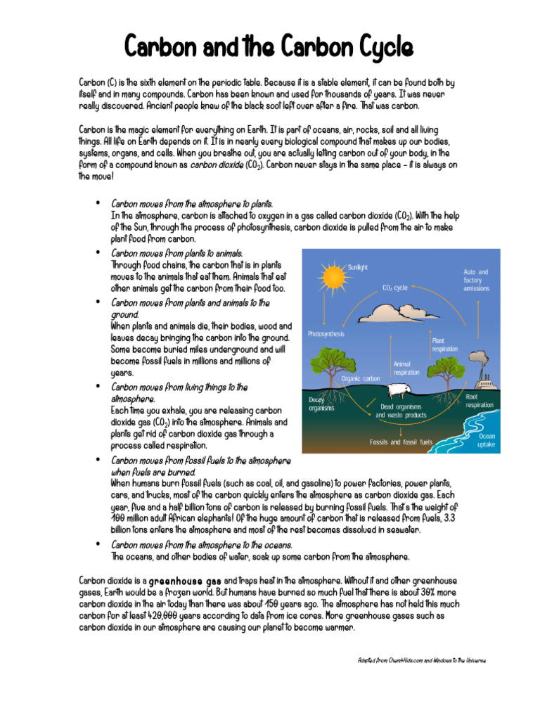 Carbon and The Carbon Cycle | PDF | Carbon | Atmosphere Of Earth