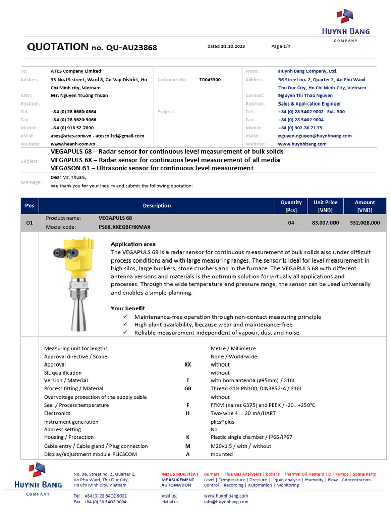 TR045300 - ATES Co - LTD - QU-AU23868 - 2023 10 31 - VEGA | PDF ...