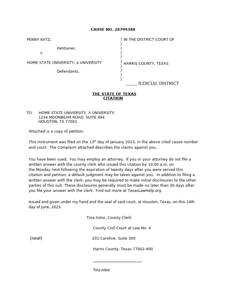 Texas Citation Assignment | PDF | Lawsuit | Common Law