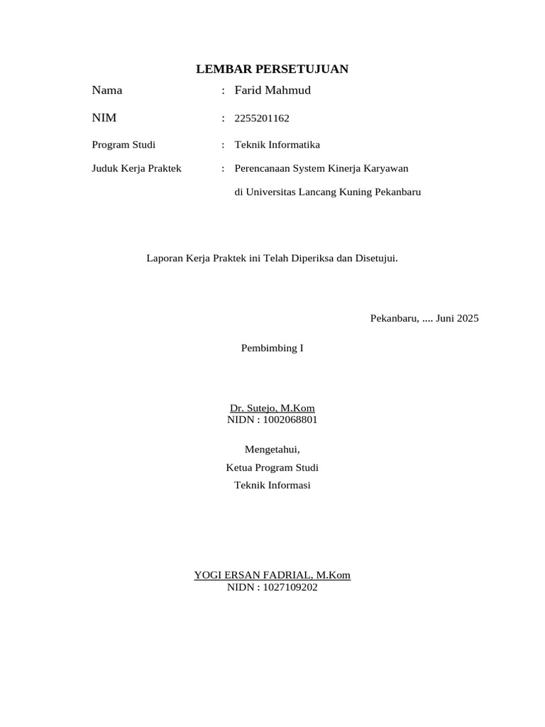 Lembar Persetujuan | PDF