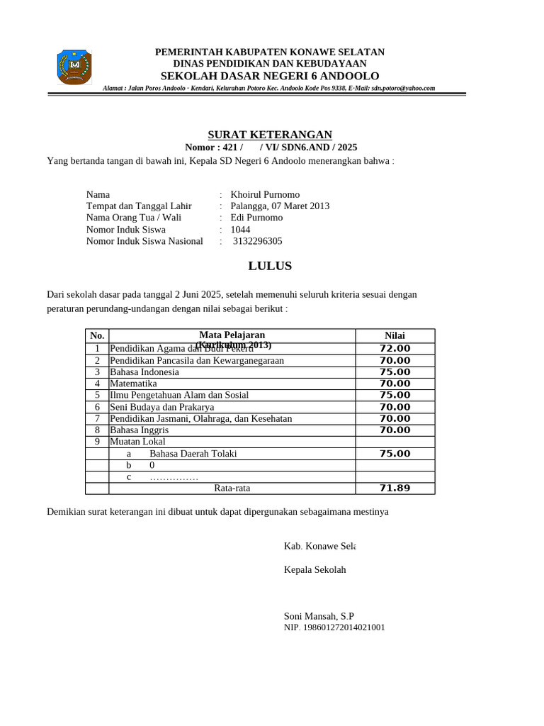 Format SKL 2025 | PDF