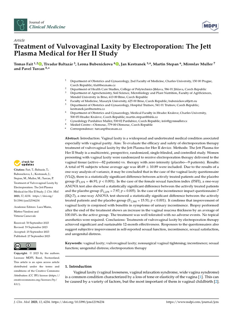 Treatment of Vulvovaginal Laxity by Electroporatio | PDF