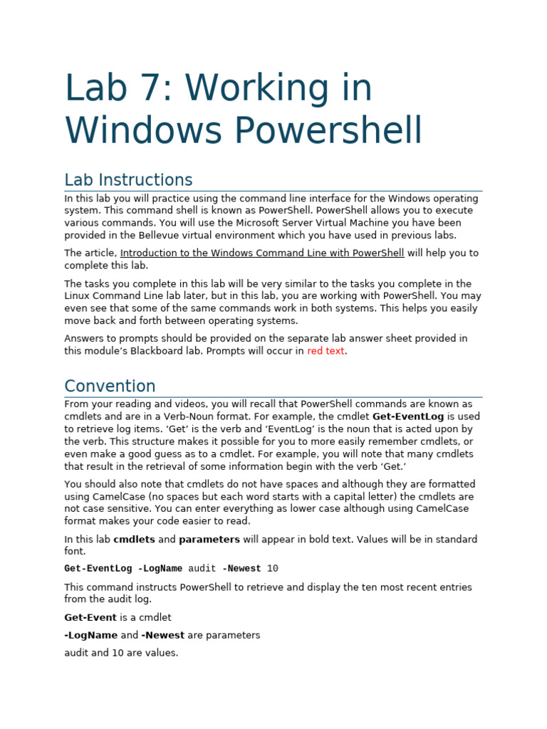 Module 7 Lab A Microsoft Powershell | PDF | Computer File | Directory (Computing)