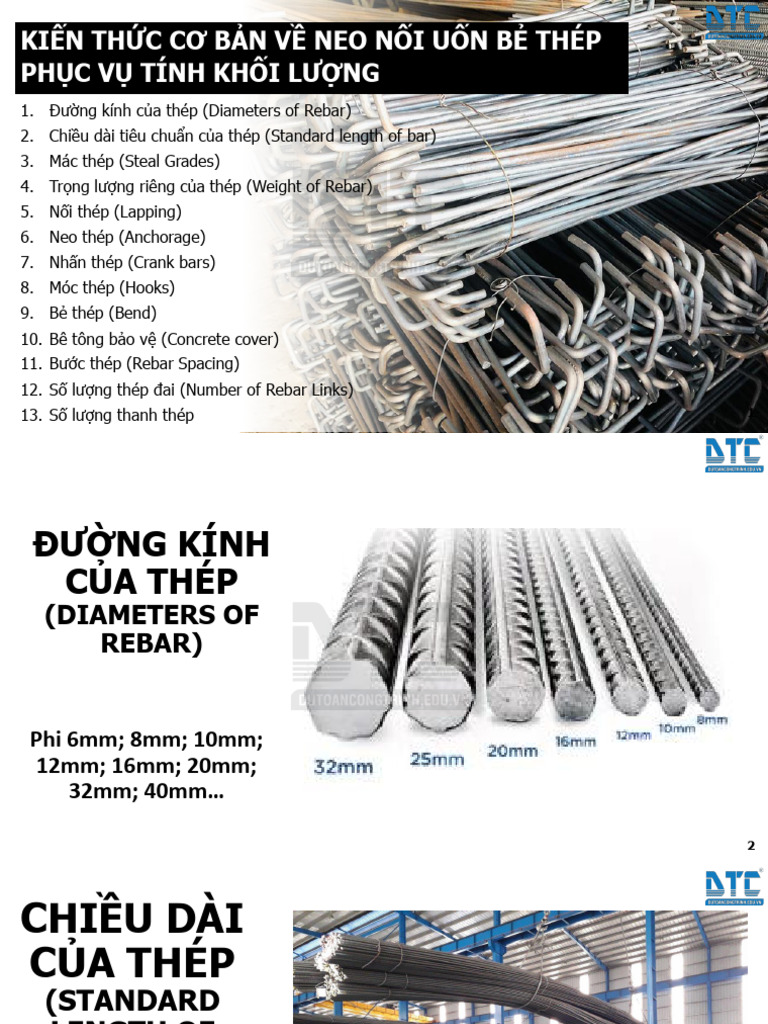 Hướng dẫn cơ bản về neo nối uốn bẻ thép Tính toán khối lượng thép | PDF