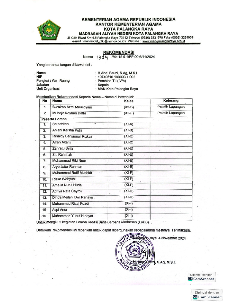 Rekomendasi Kepsek | PDF