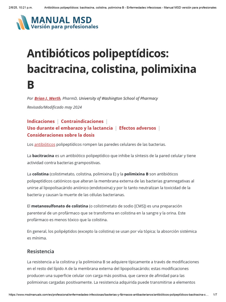 Antibióticos Polipeptídicos - Bacitracina, Colistina, Polimixina B ...