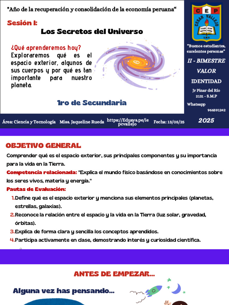 Explorando el Espacio Exterior en 1º Sec. | PDF | Espacio exterior ...