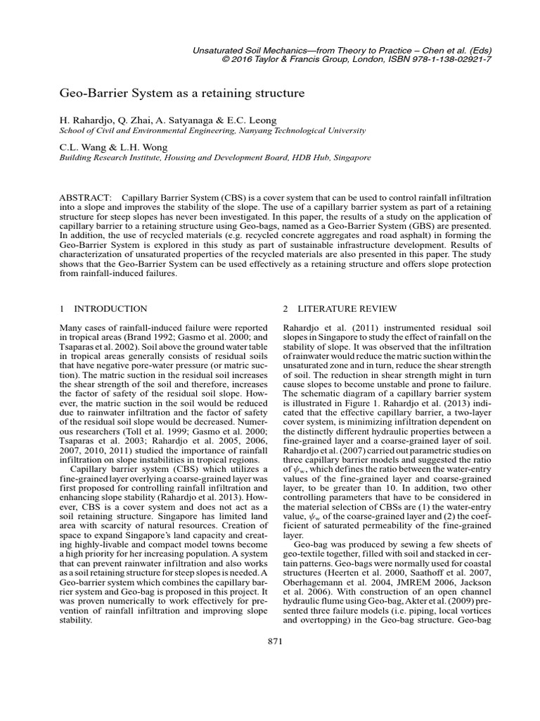 Geo-Barrier System for Slope Stability | PDF | Soil Mechanics | Groundwater