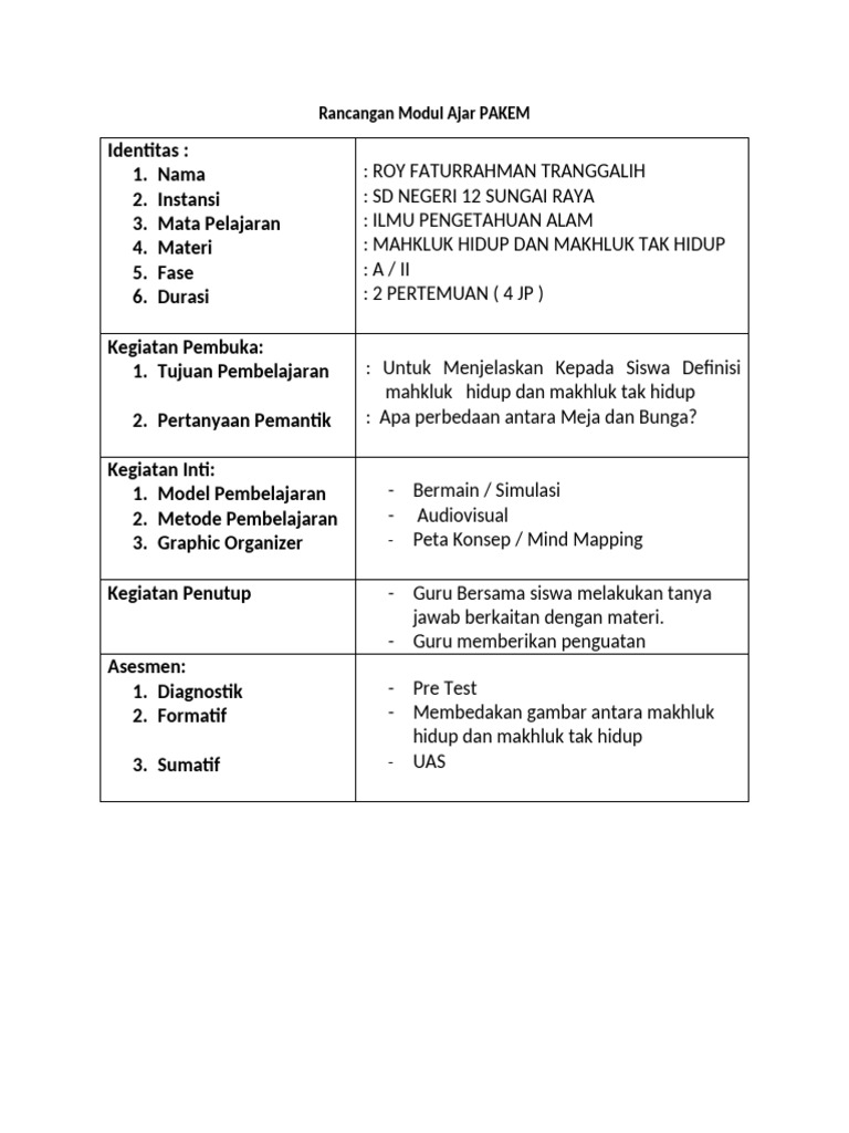 Rancangan Modul Ajar PAKEM | PDF