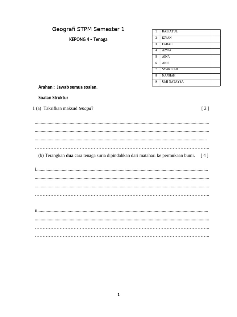 Ujian 2 Bab 2 - Tenaga | PDF