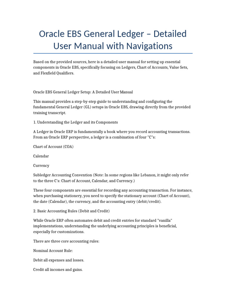 Oracle EBS General Ledger Setup Guide | PDF | Debits And Credits ...