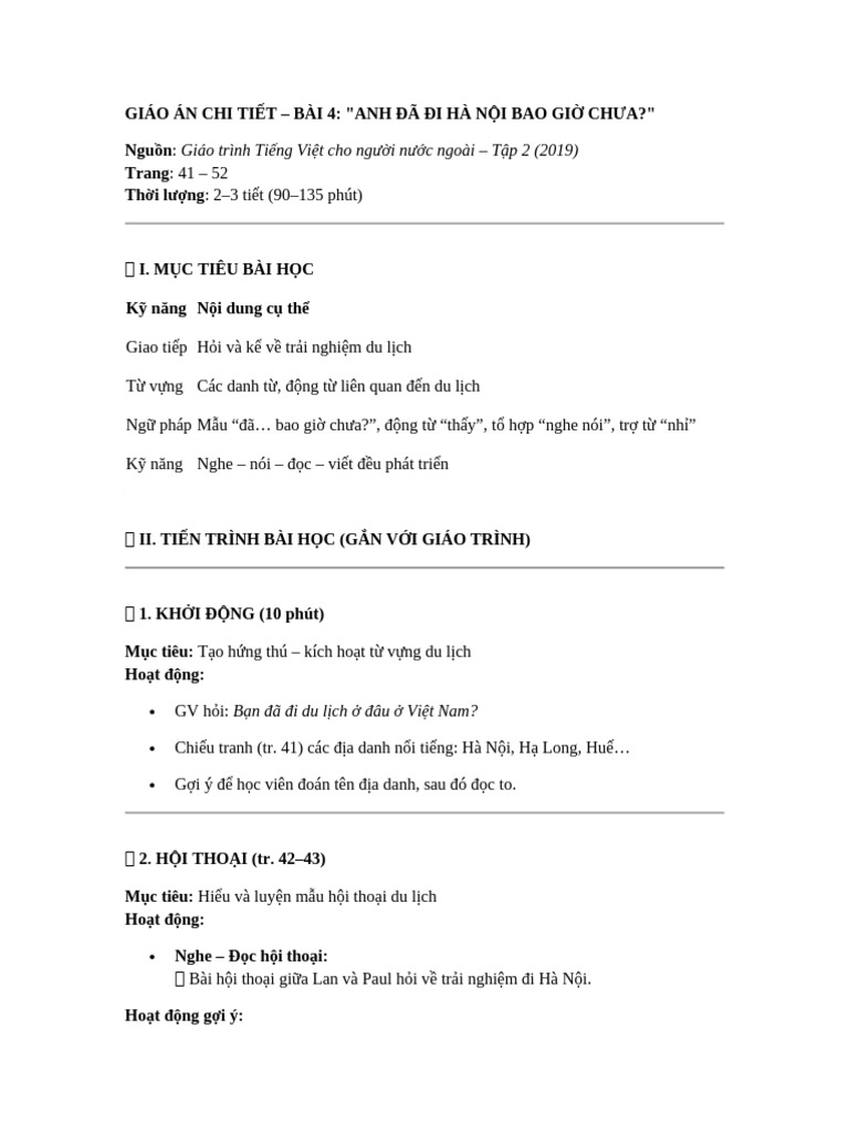 Giao An Bai 4 Tieng Viet Cho NNN | PDF