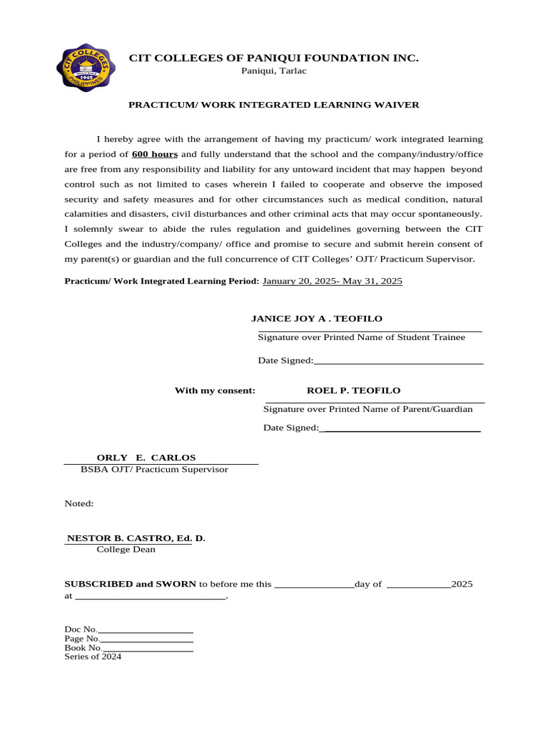 Practicum Waiver | PDF