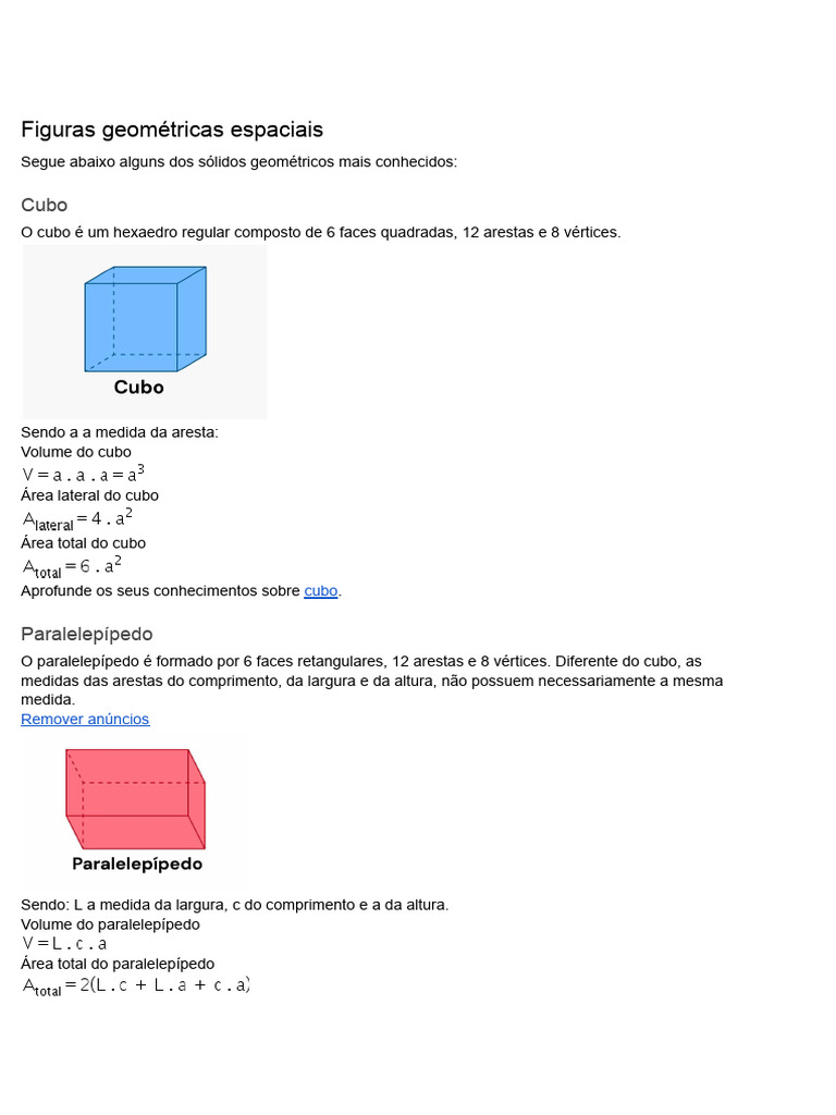 Figuras Geométricas Espaciais | PDF | Triângulo | Tetraedro