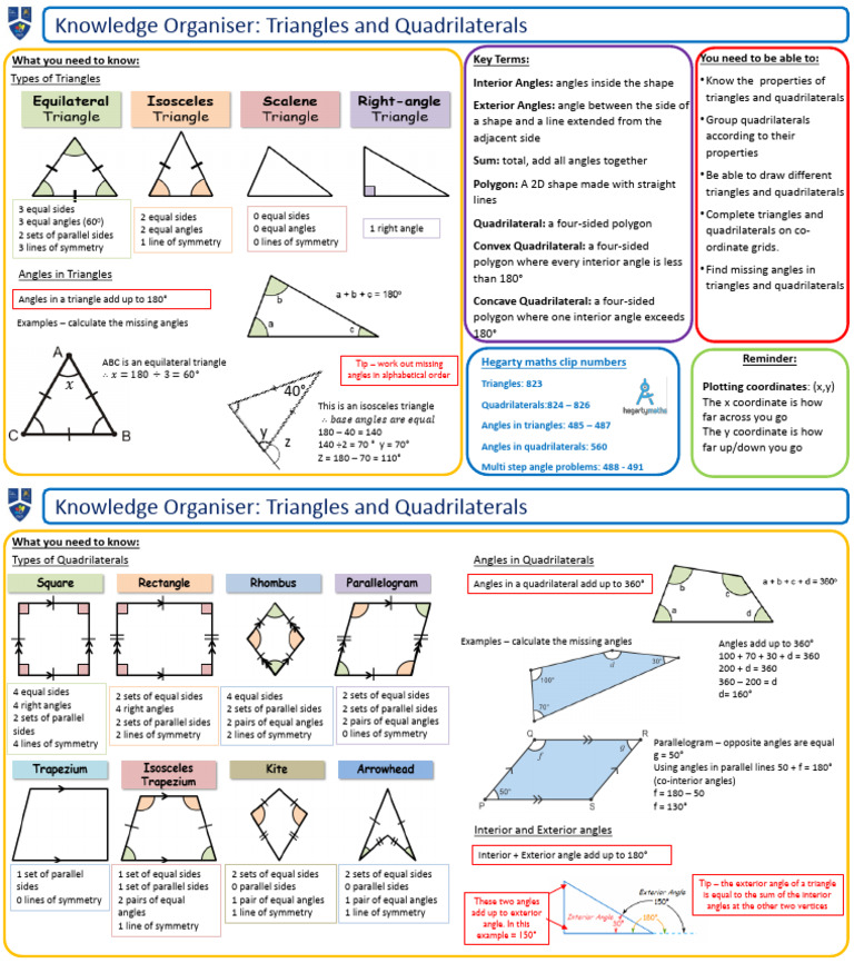 Triangle and Quadrilateral Properties | PDF | Triangle | Angle